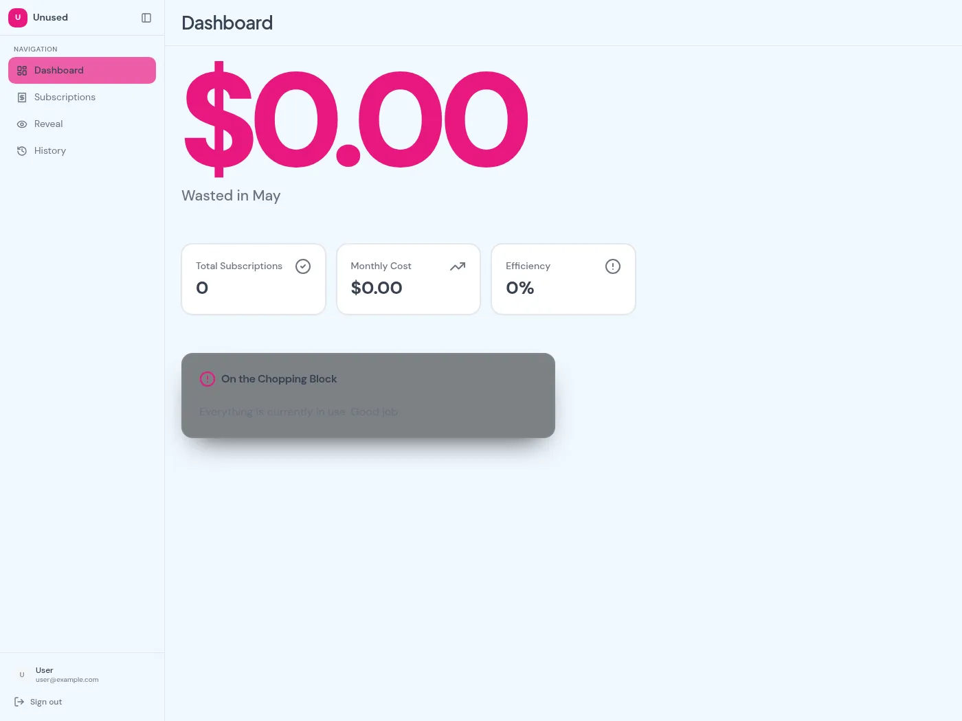 Unused Subscription Tracker