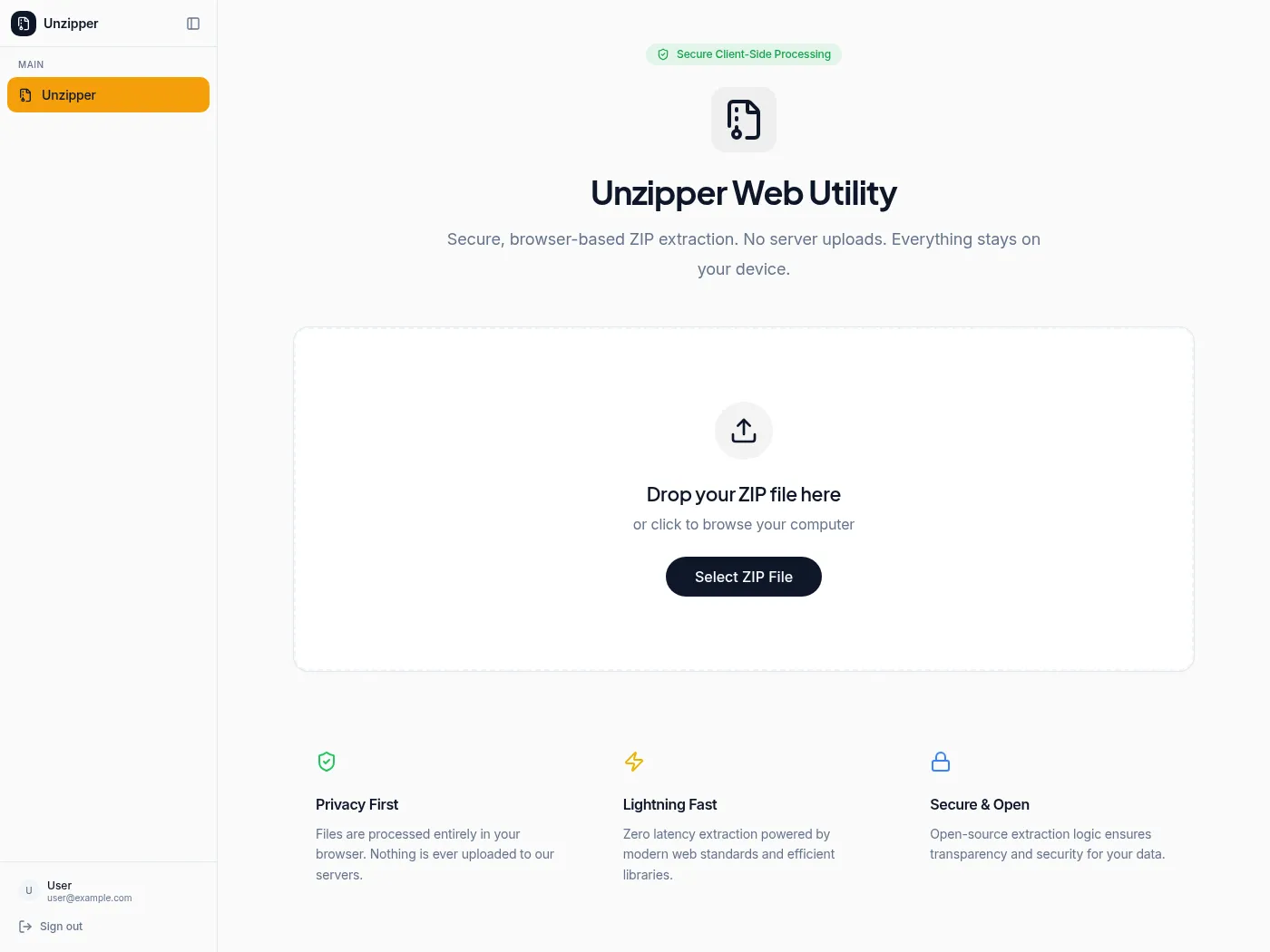 Unzipper Web Utility