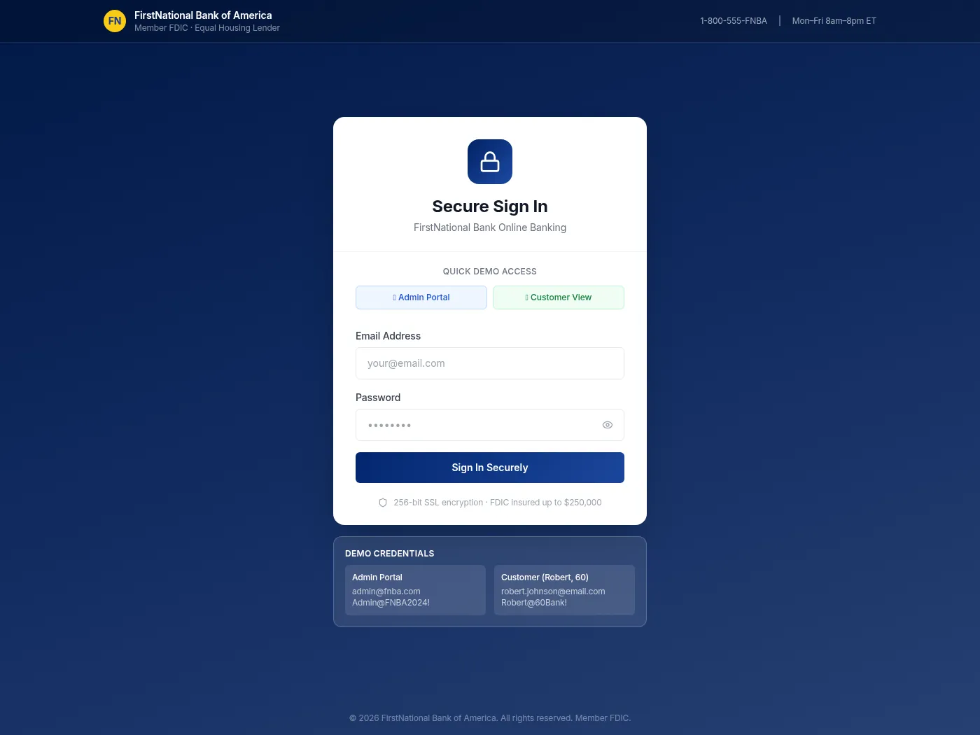 USA Bank Admin Portal