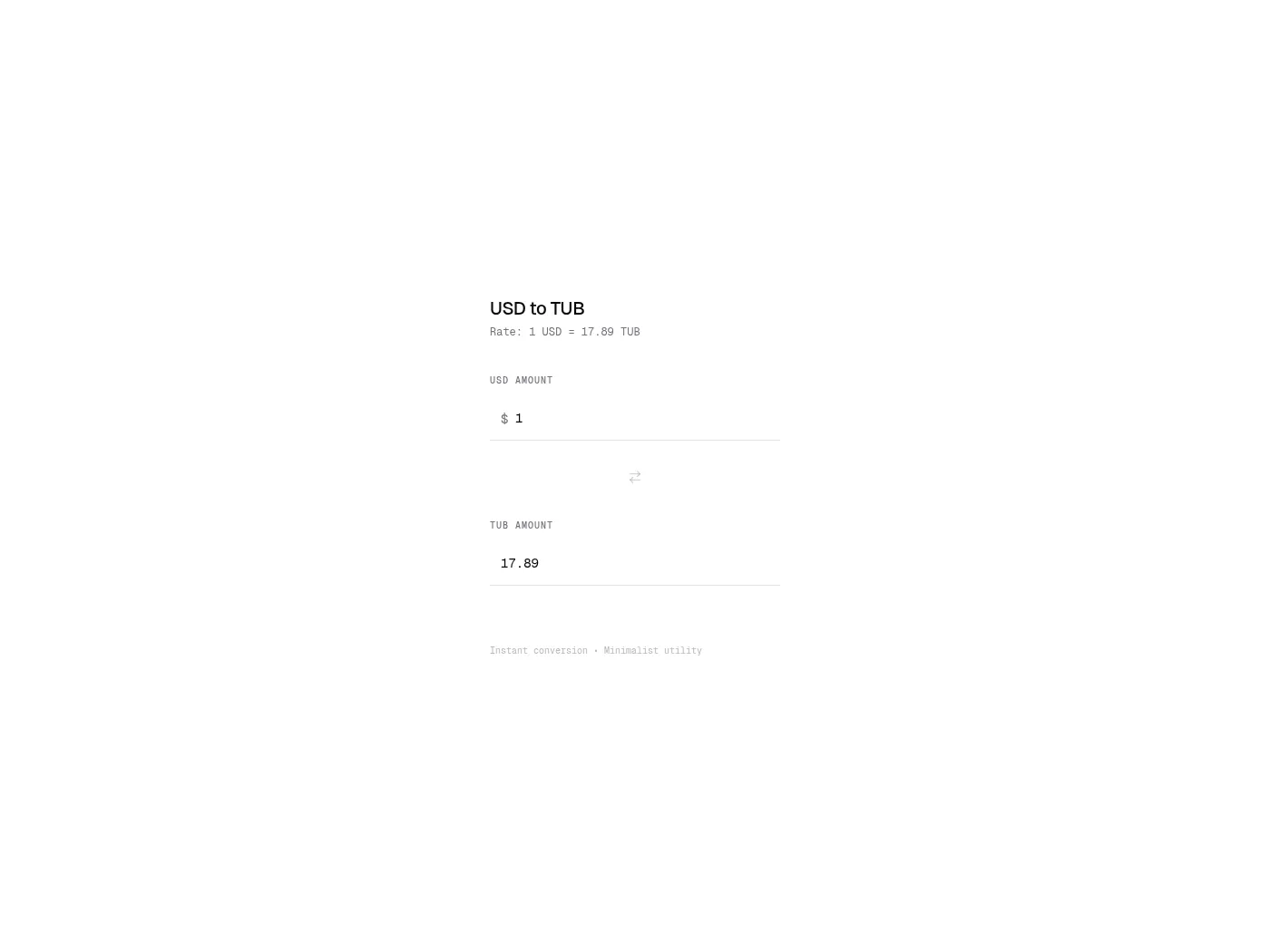 USD to TUB Converter