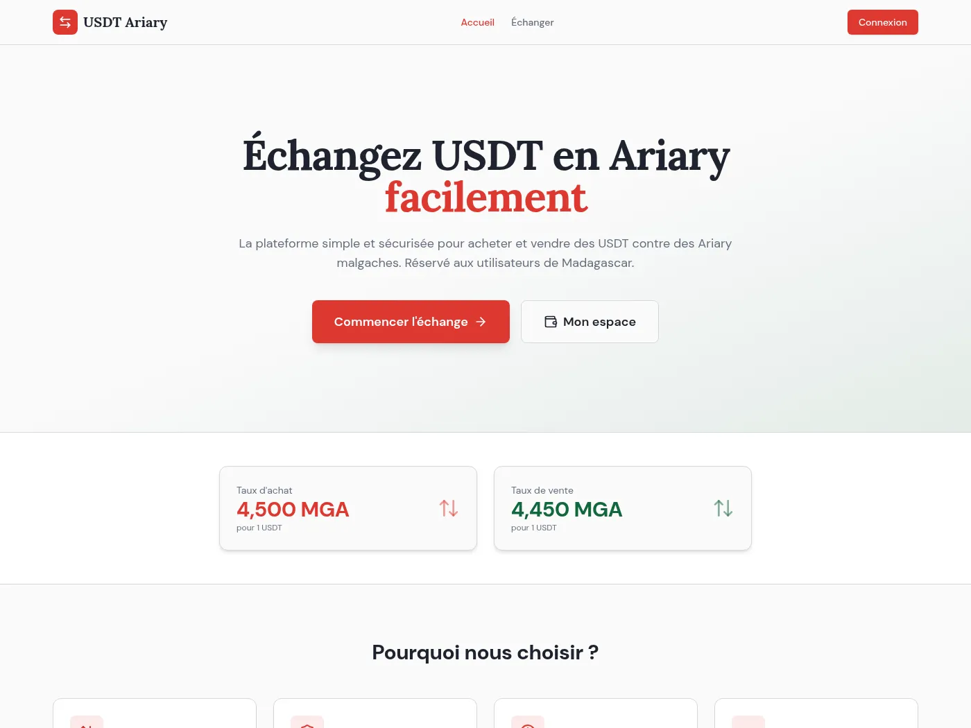 USDT Ariary Exchange