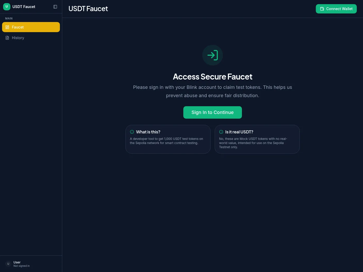 USDT Faucet Web Tool