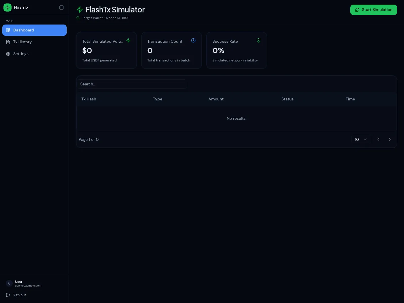 FlashTx Simulator
