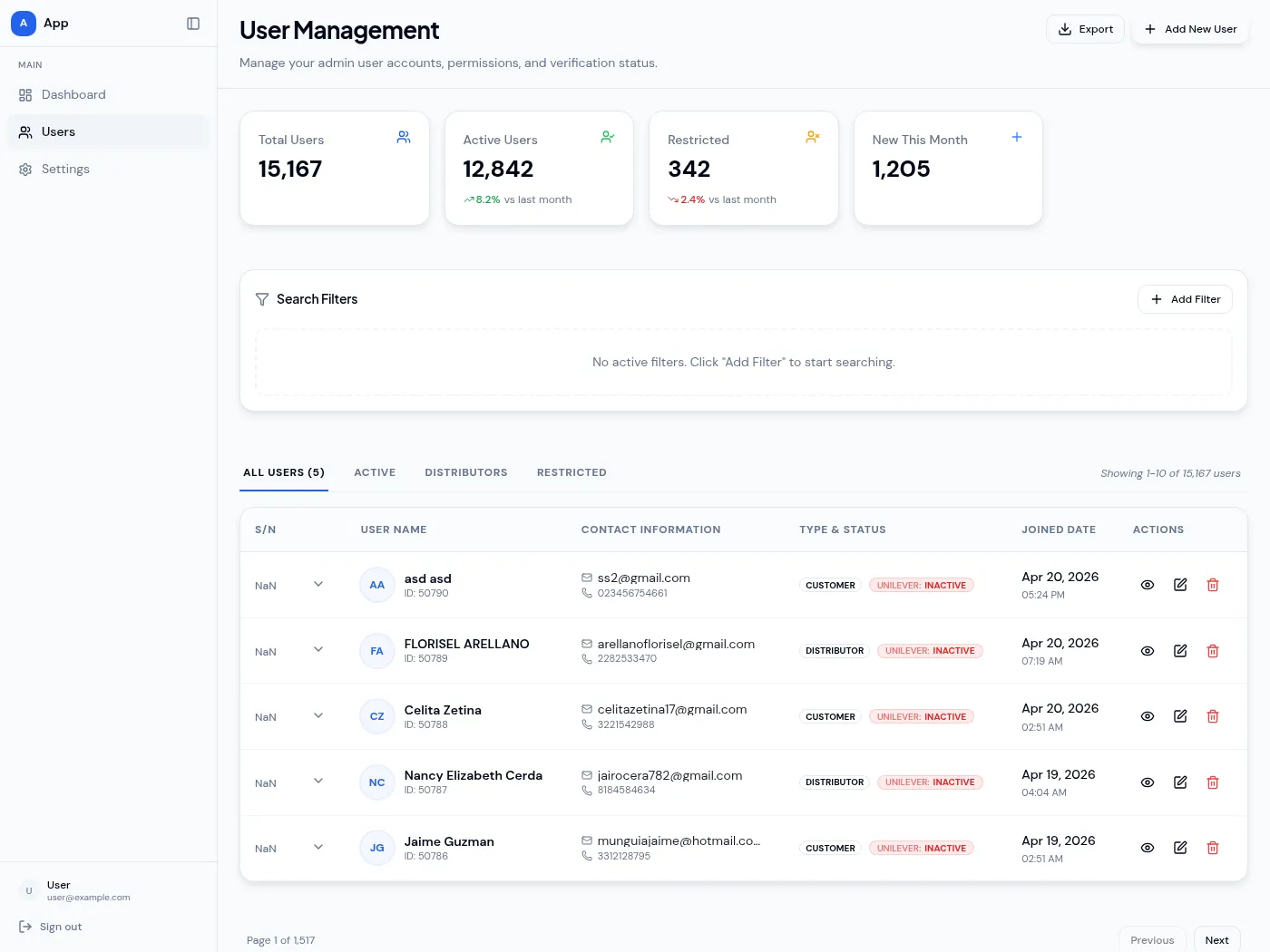 Smart User Table Redesign