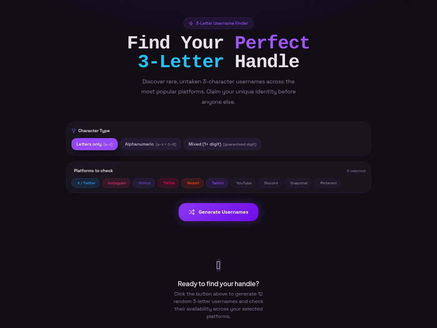 Untaken Username Finder
