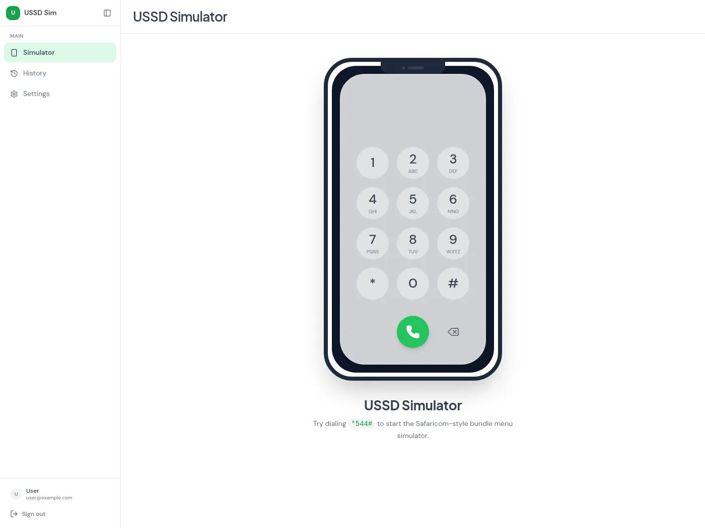 USSD Menu Simulator