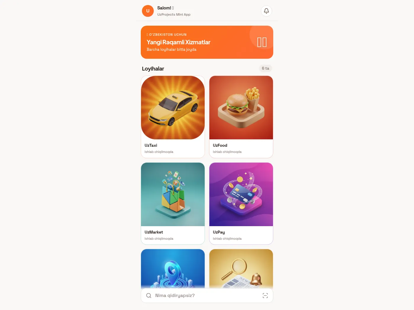 UzProjects Mini App Dashboard