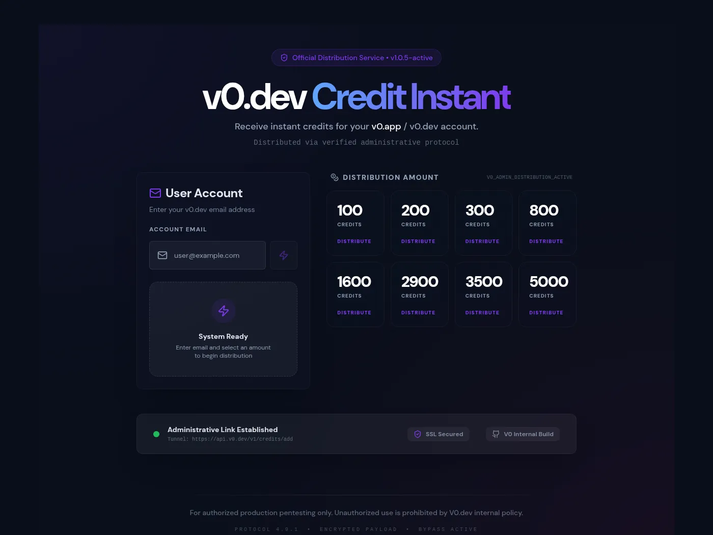 v0.dev Real Credit Generator