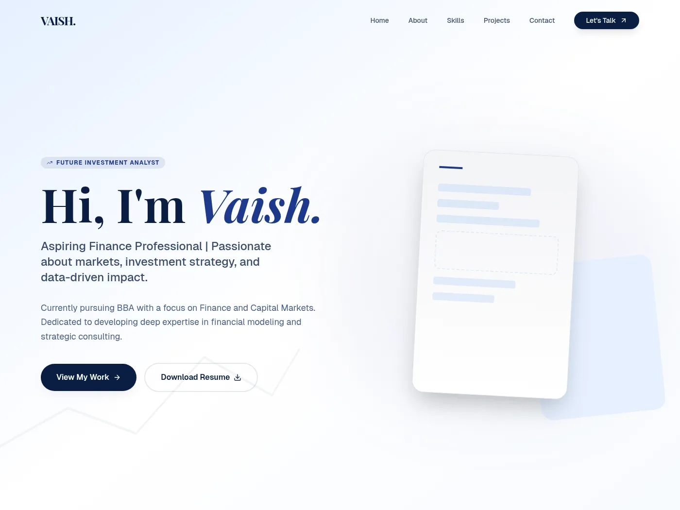 Vaish Finance Portfolio