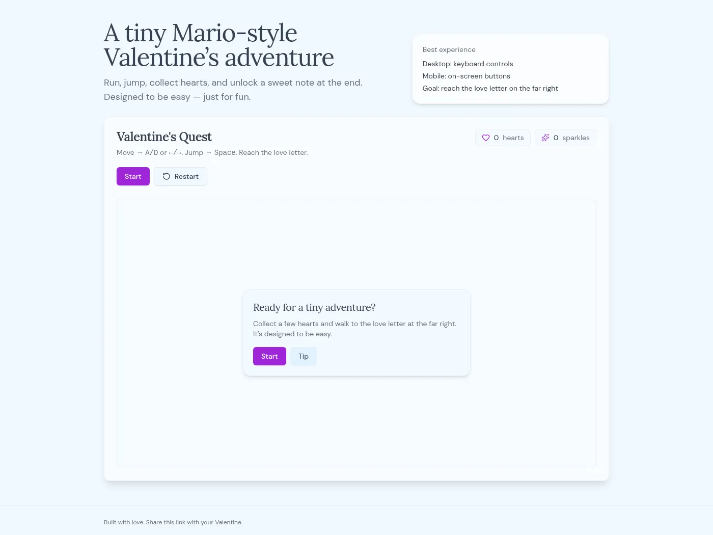Valentine's Quest Game