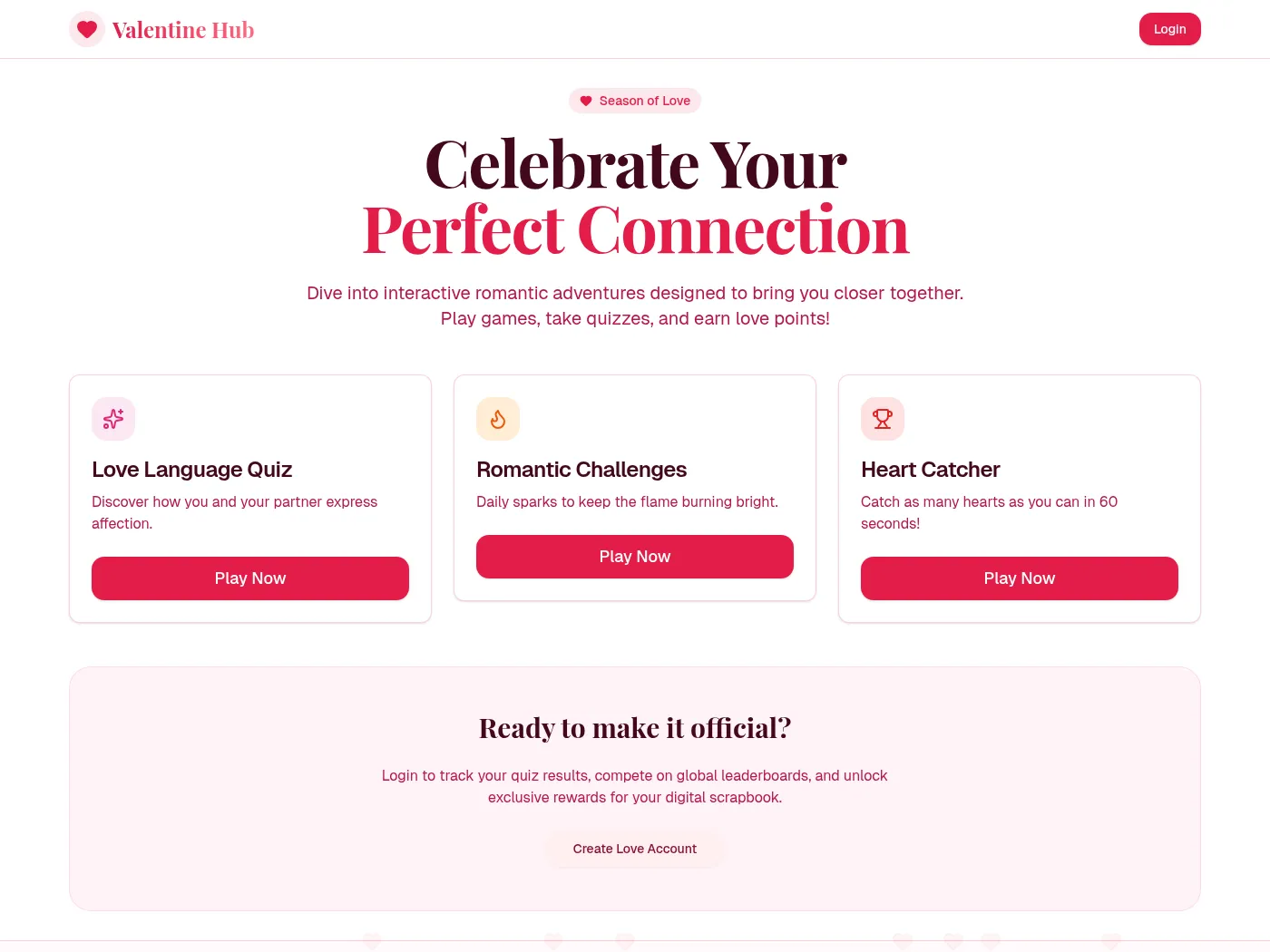 Valentines Game Hub