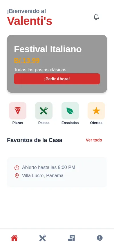 Valenti's Restaurante App
