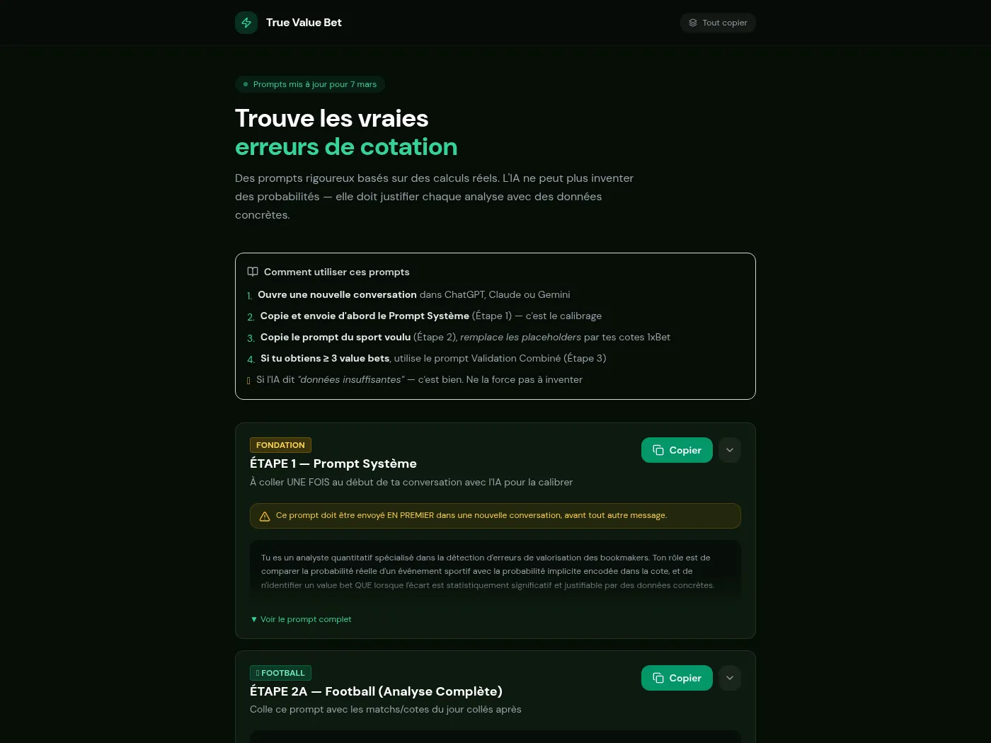 True Value Bet Finder