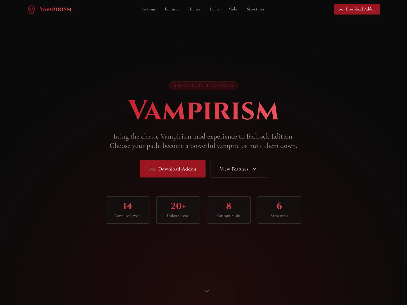 Vampirism Bedrock Addon