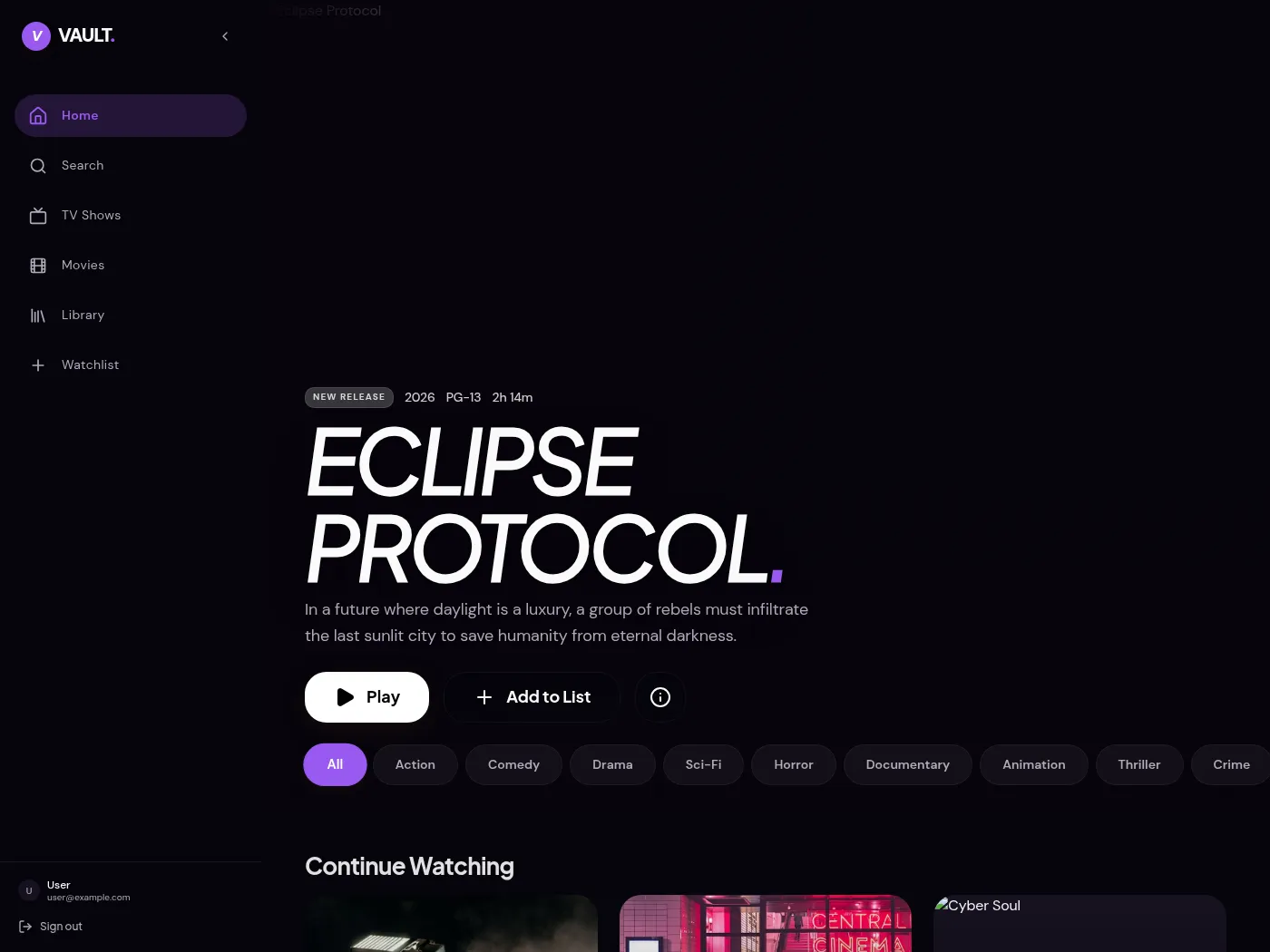 Vault Streaming UI