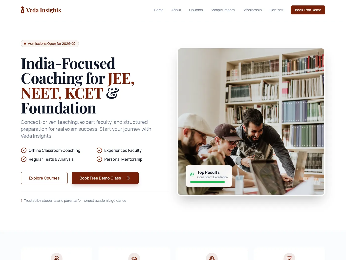 Veda Insights Landing Page