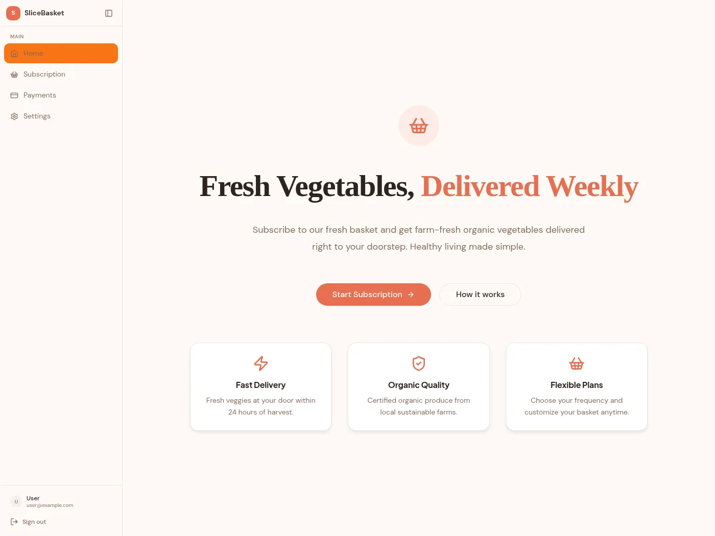 Veggie Subscription Checkout