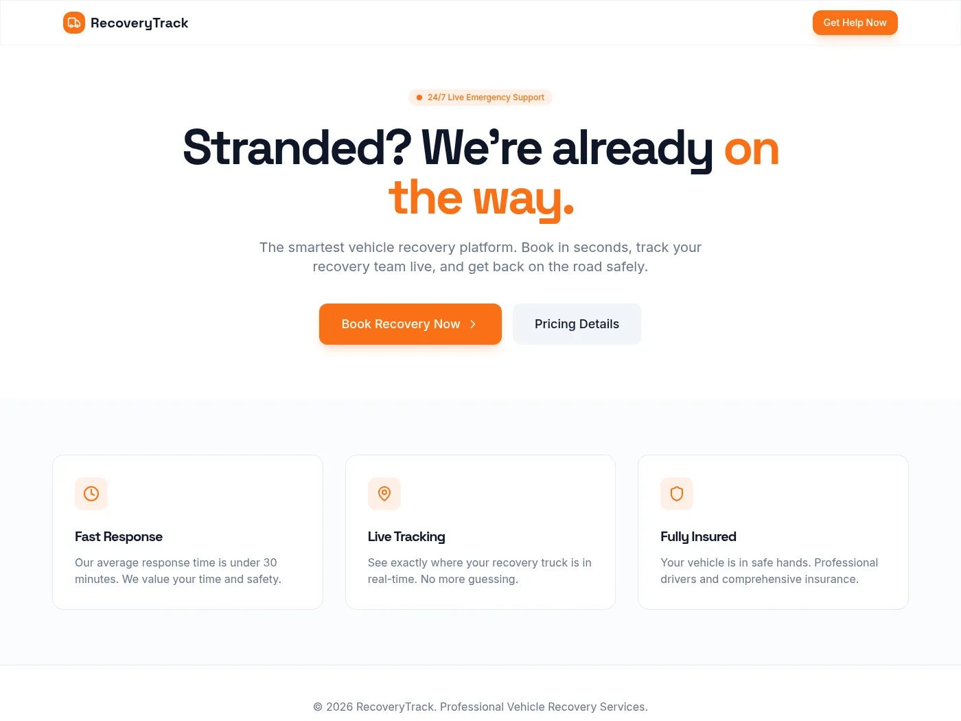 RecoveryTrack Booking App