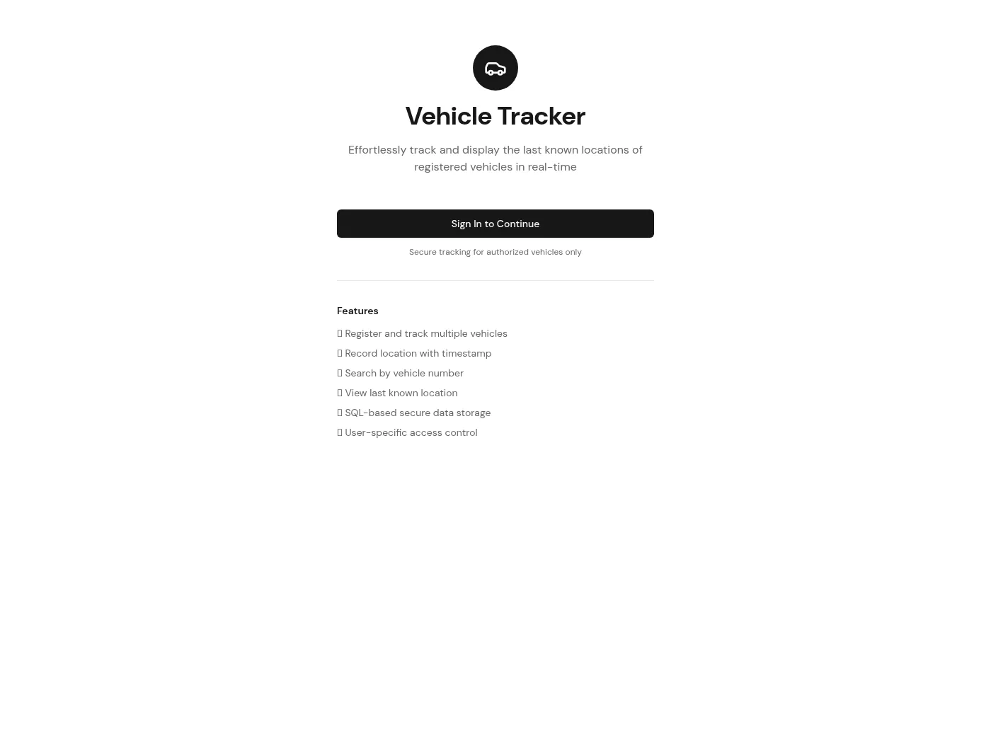 Vehicle Tracker Dashboard
