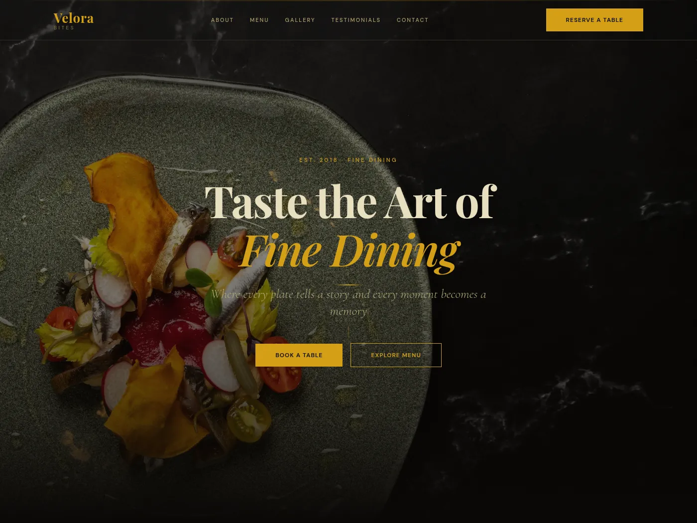 Velora Bites Restaurant Site