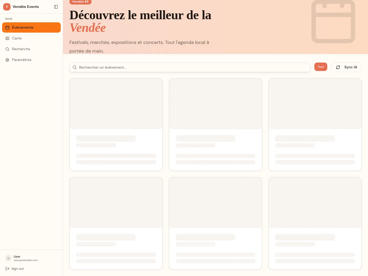 Vendée Events Explorer