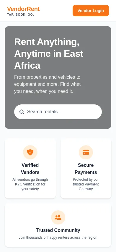 VendorRent Mobile Platform
