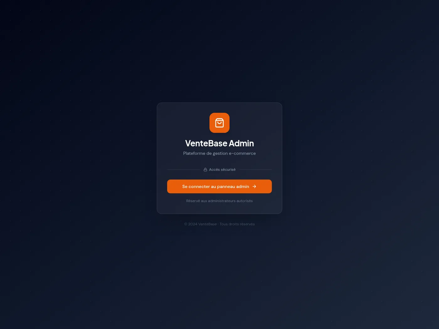 VenteBase Admin Shop