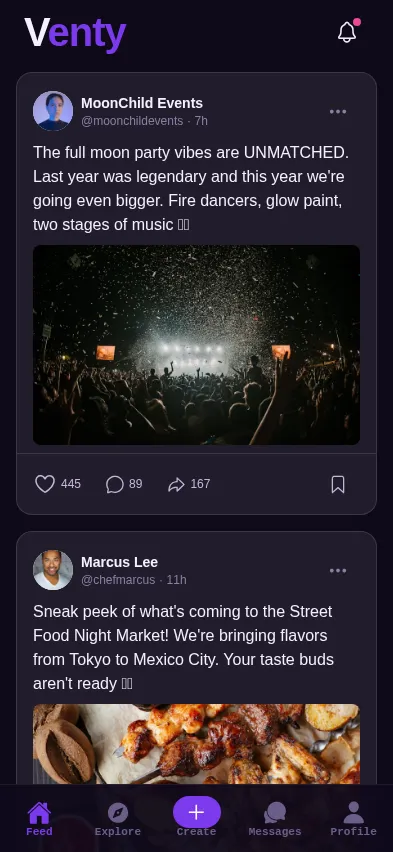 Venty Social Events App