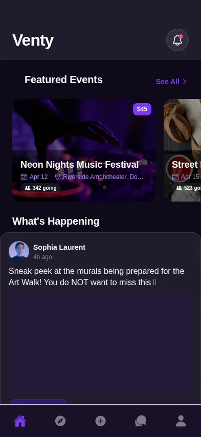 Venty Social Events App