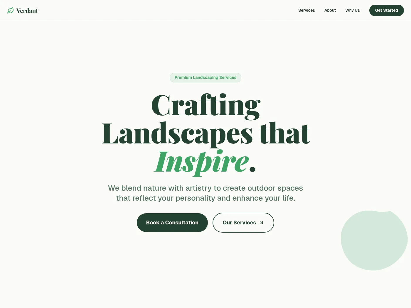 Verdant Landing Page