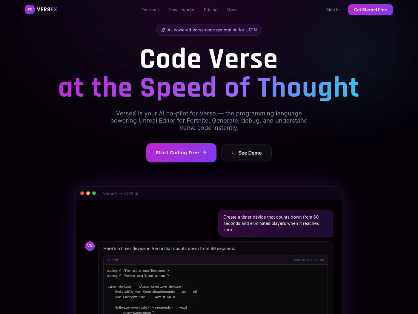 VerseX SaaS Website