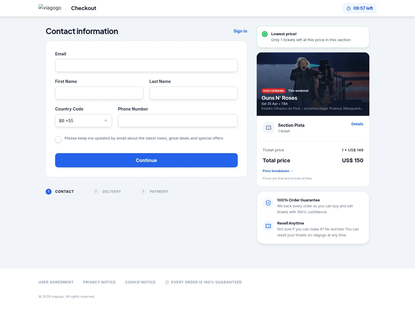 Viagogo Checkout Clone
