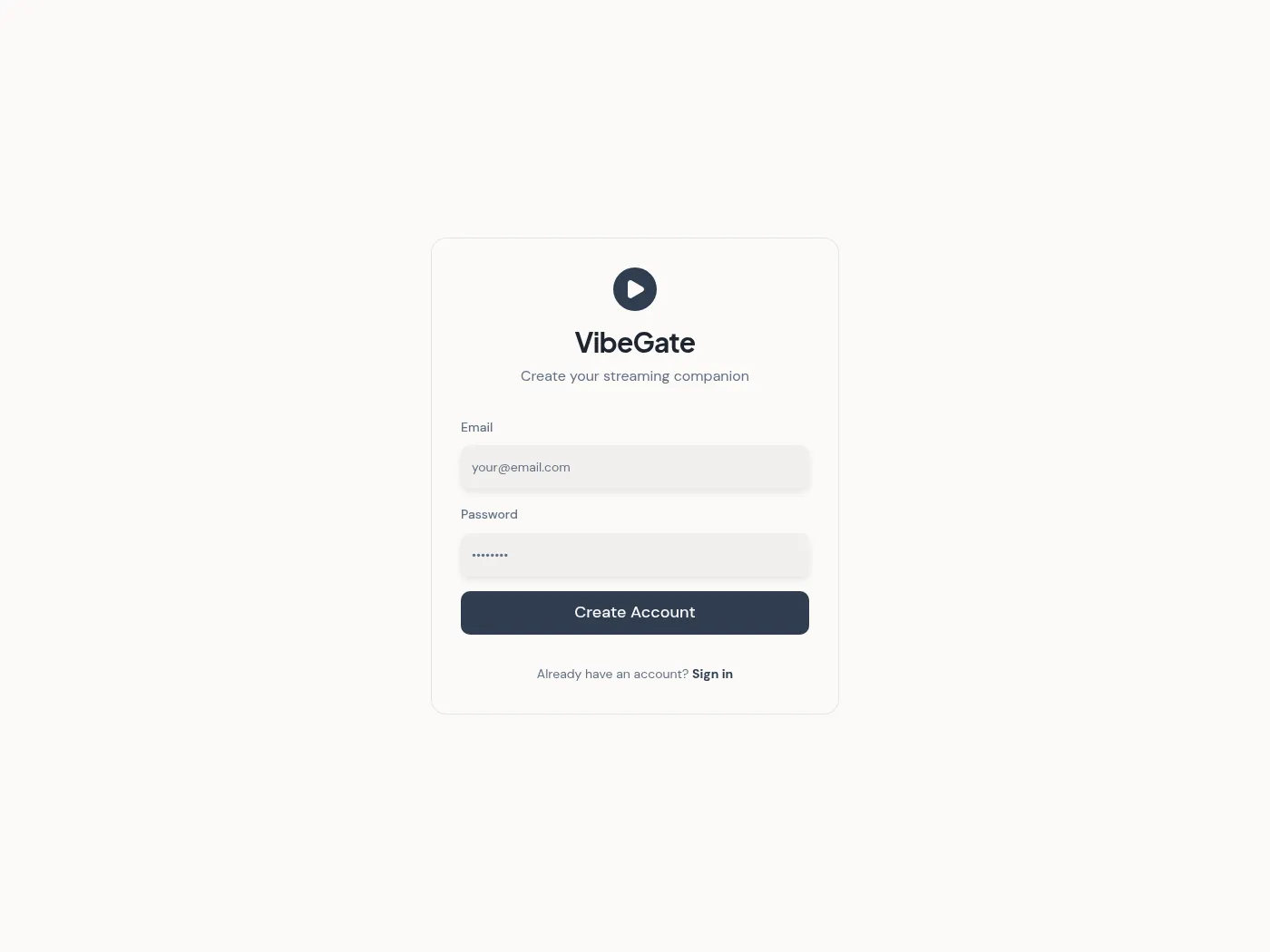 VibeGate Onboarding Flow