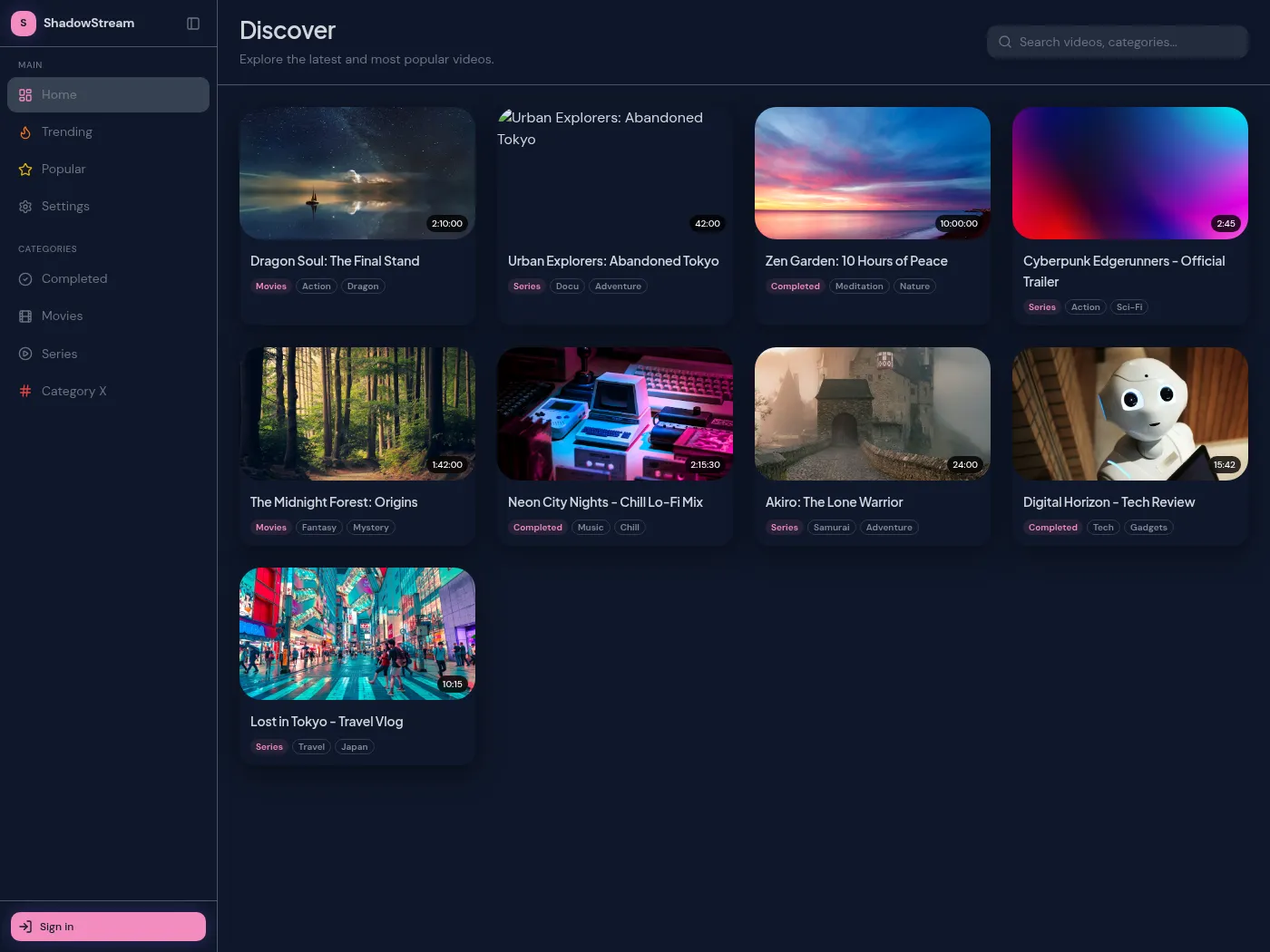 ShadowStream Dashboard