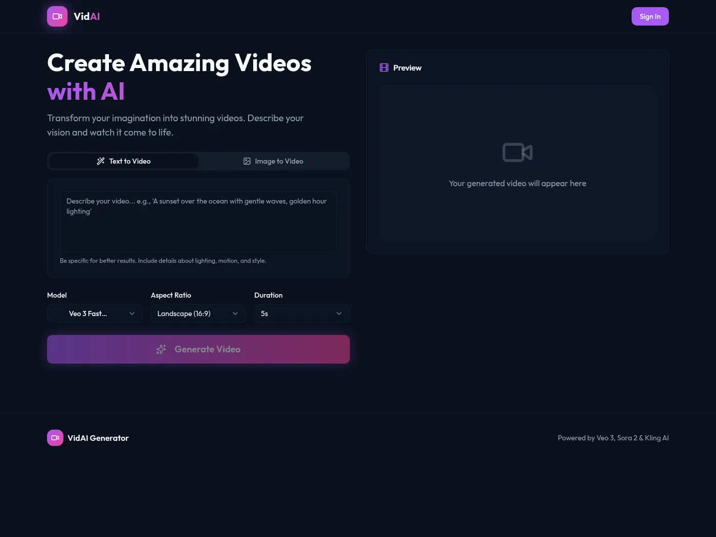 VidAI Generator