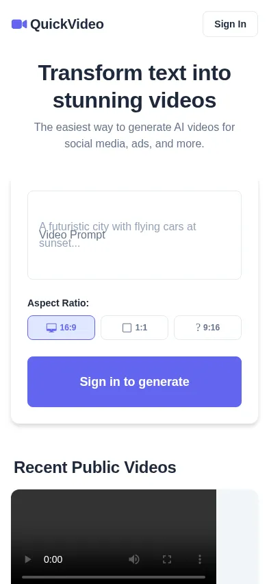 QuickVideo Generator