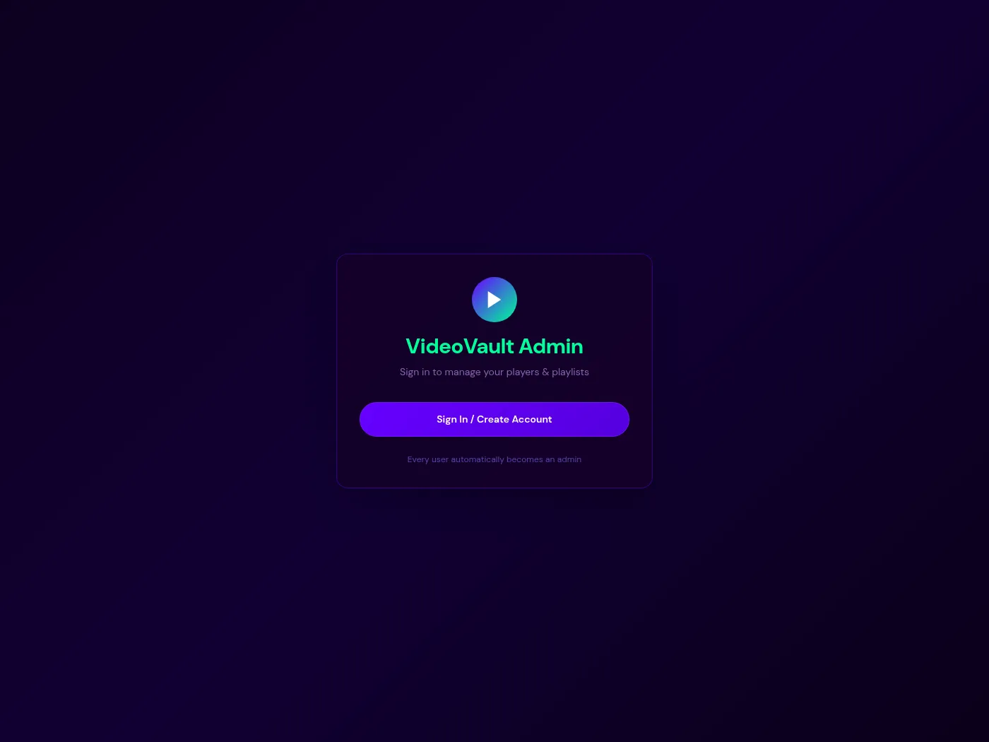 Admin Video Player Builder