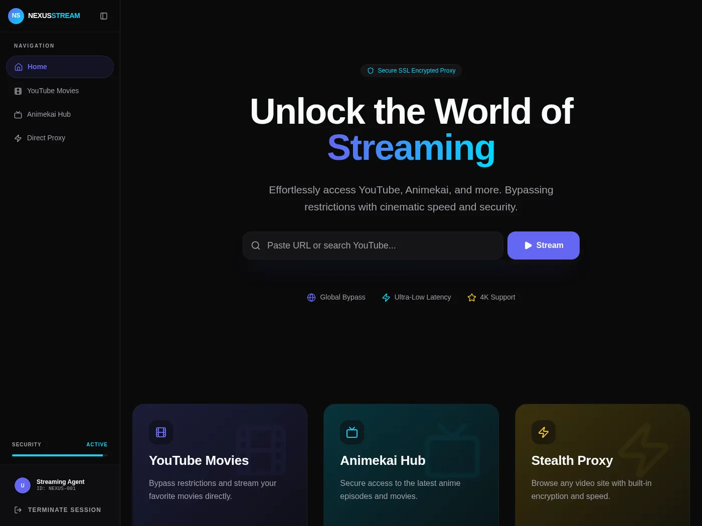 YouTube & Animekai Proxy Hub