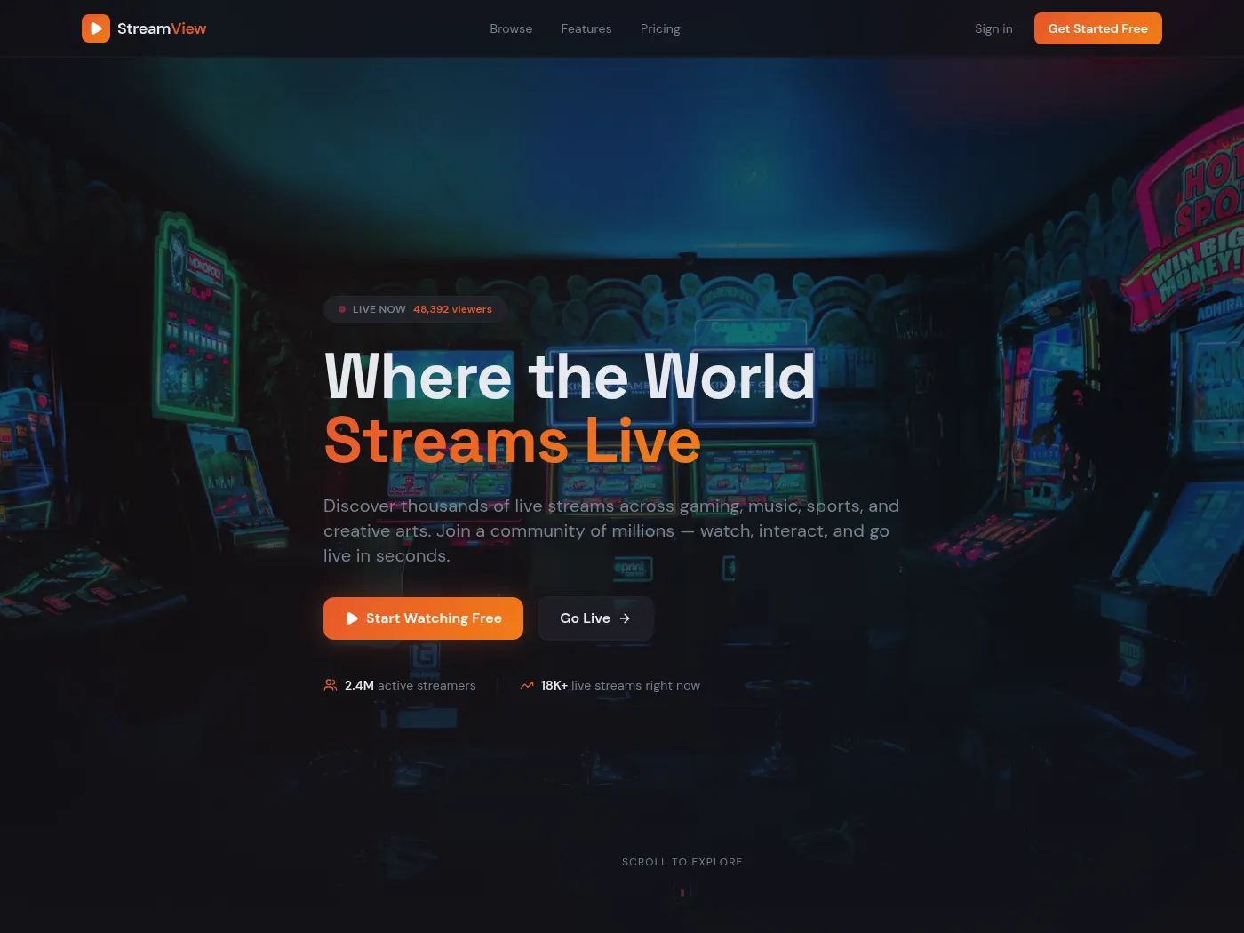 StreamView Landing Page