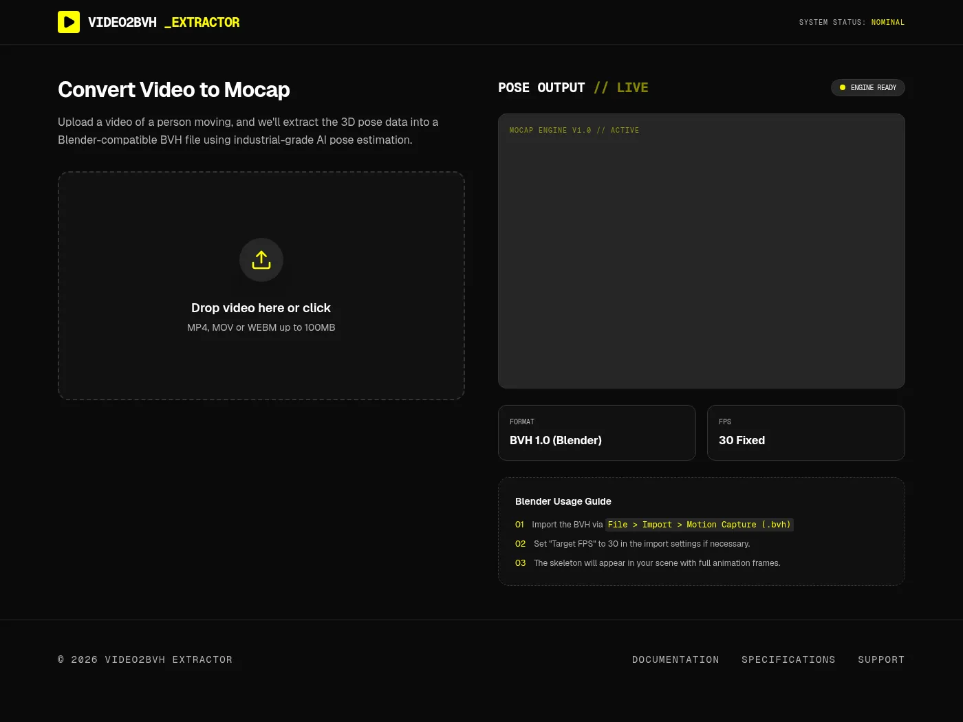Video2BVH Converter