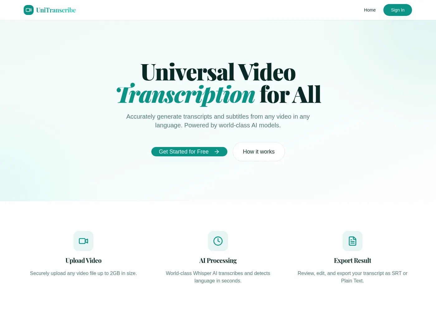 Universal Video Transcriber