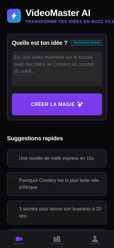 VideoMaster AI Générateur