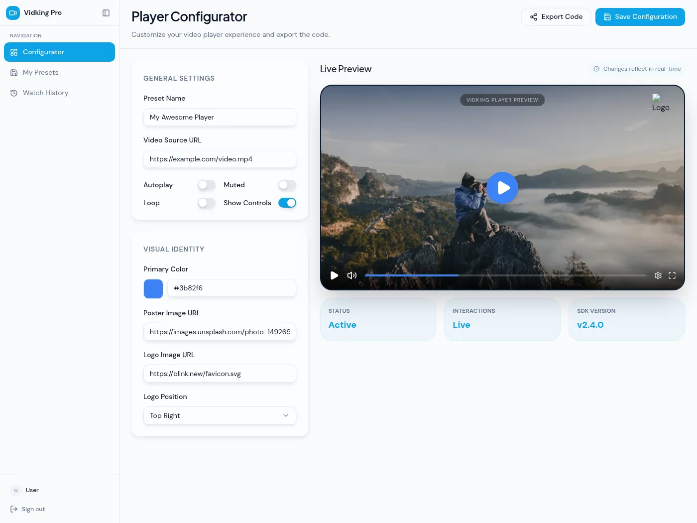 Vidking Configurator Pro