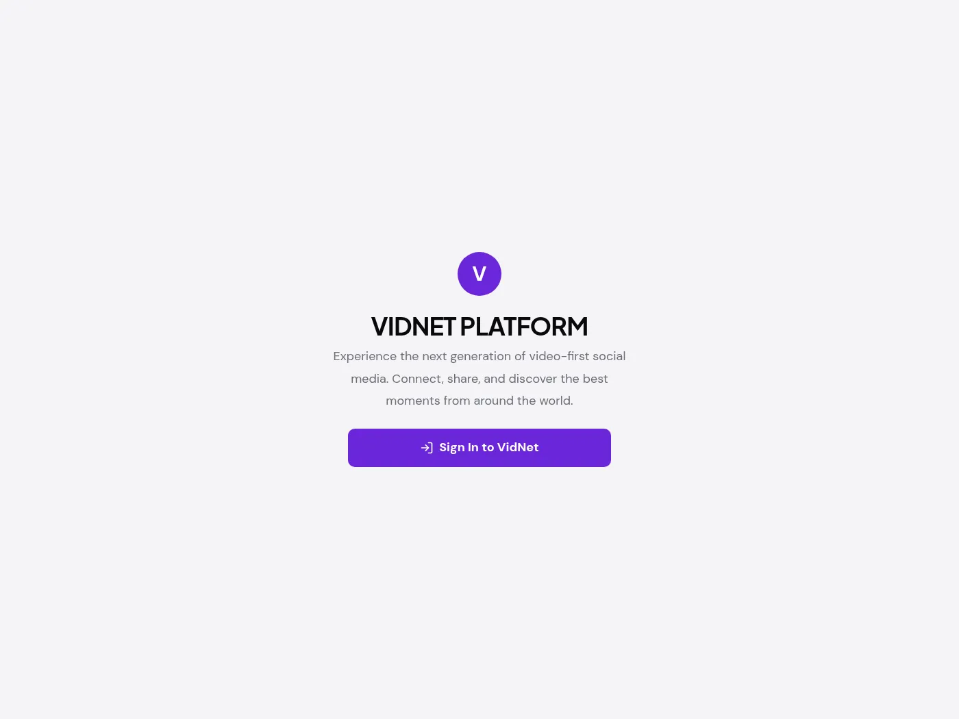 VidNet Social Platform