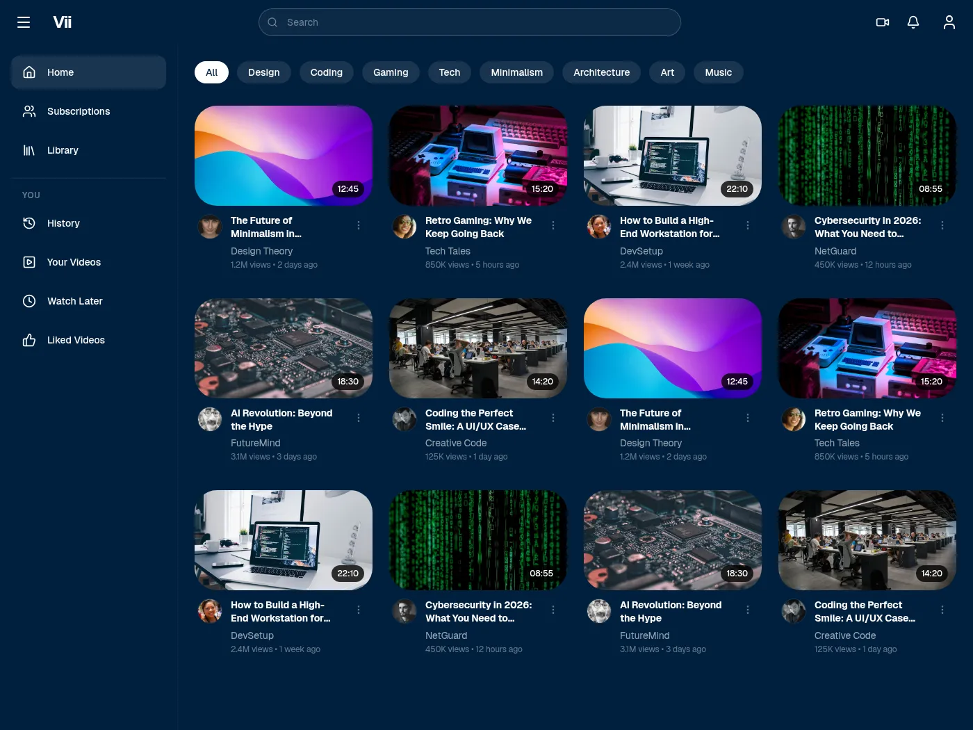 Vii Video Platform UI