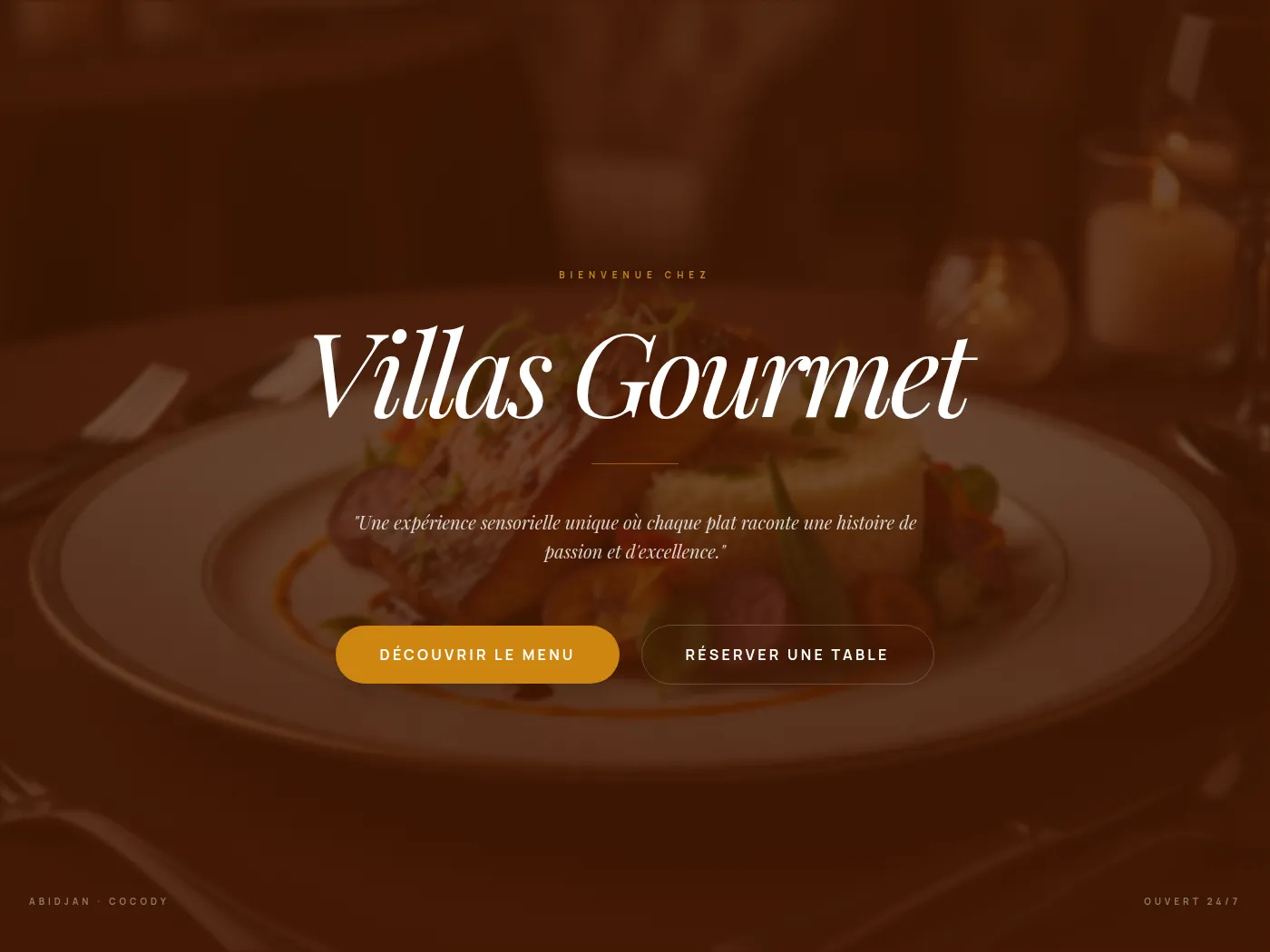 Villas Gourmet Menu