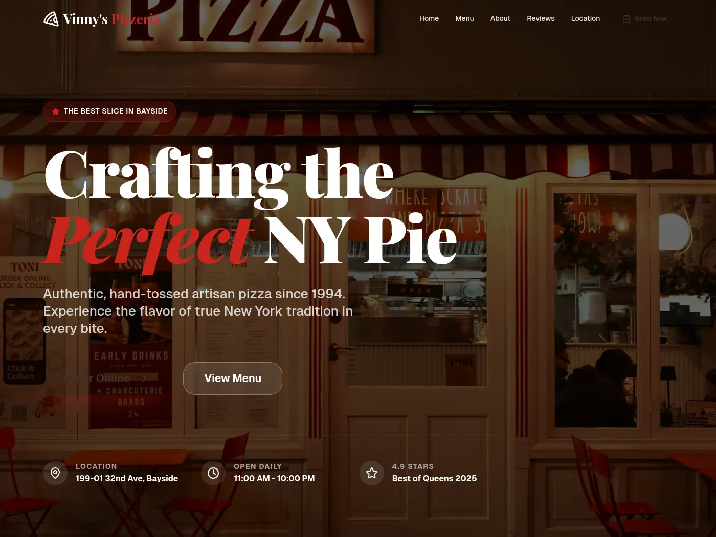 Vinny's Pizzeria Website