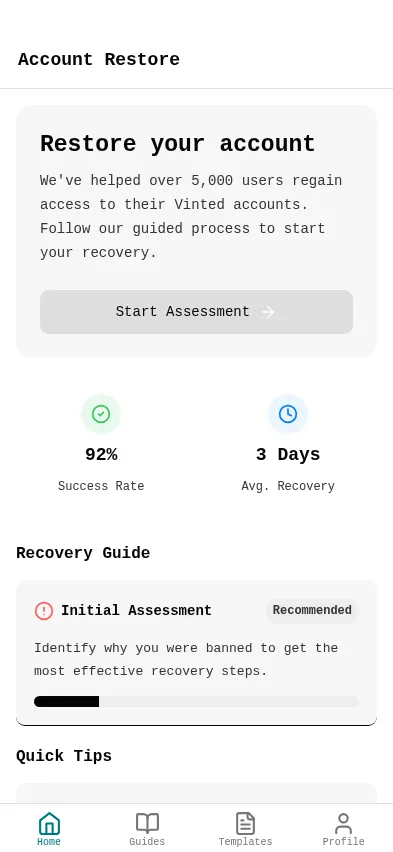 Vinted Account Restore