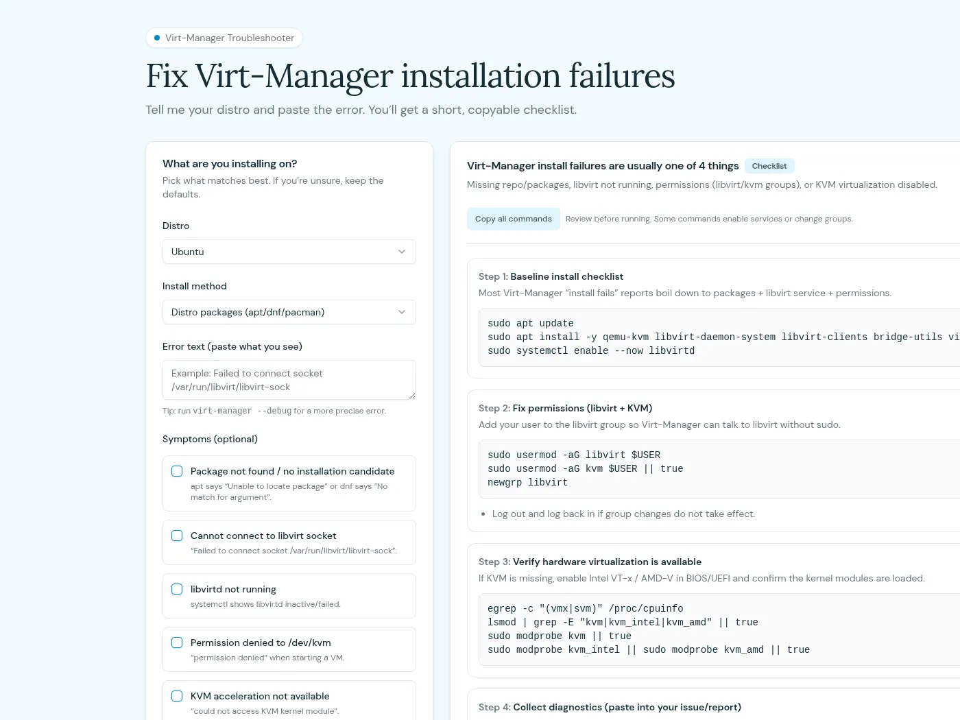 VirtManager Troubleshooter