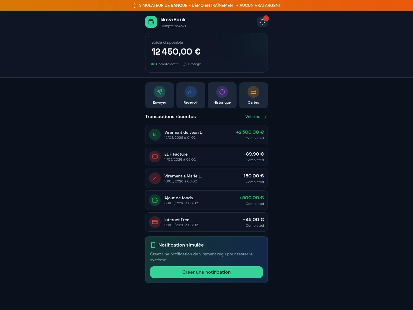 Virtual Bank Simulator